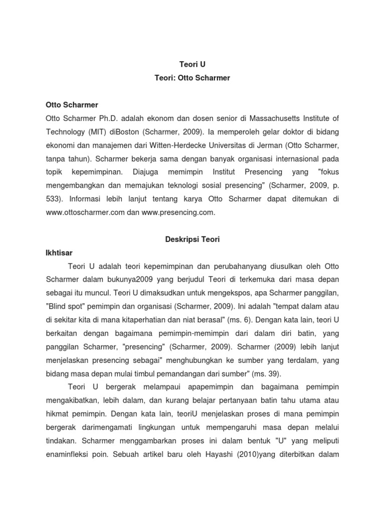 Summary Theory U Scharmer | PDF | Karier & Perkembangan | Filsafat