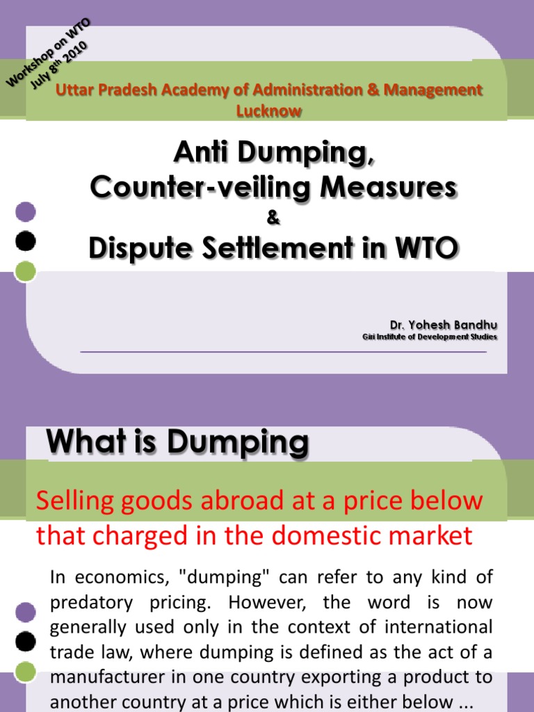 Anti Dumping | PDF | Dumping (Pricing Policy) | World Trade Organization