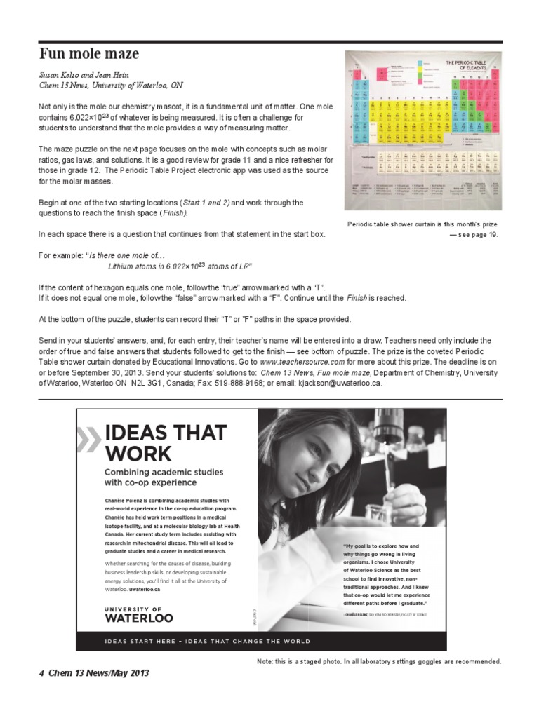 Mole Maze Puzzle May 2013 | PDF | Mole (Unit) | Iron