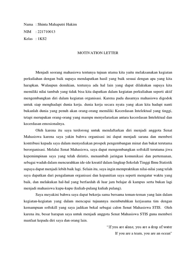 Motivation Letter | PDF