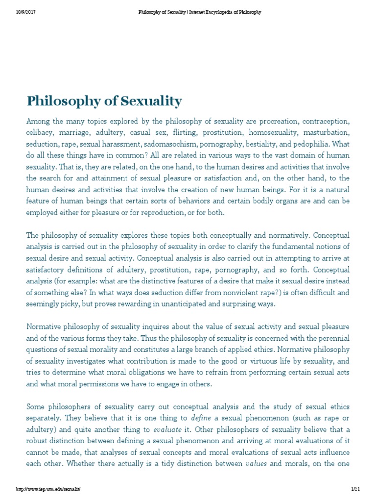 Philosophy Of Sexuality Pdf Human Sexual Activity Sexual Intercourse