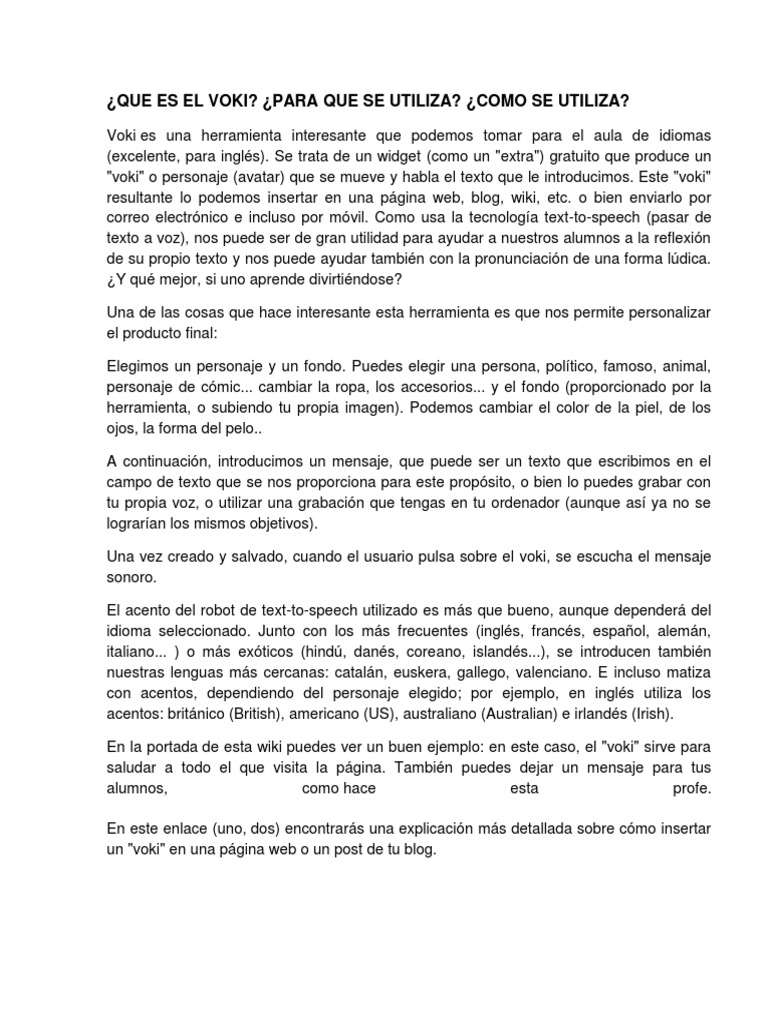 Que Es El Voki | PDF | Wiki | Blog