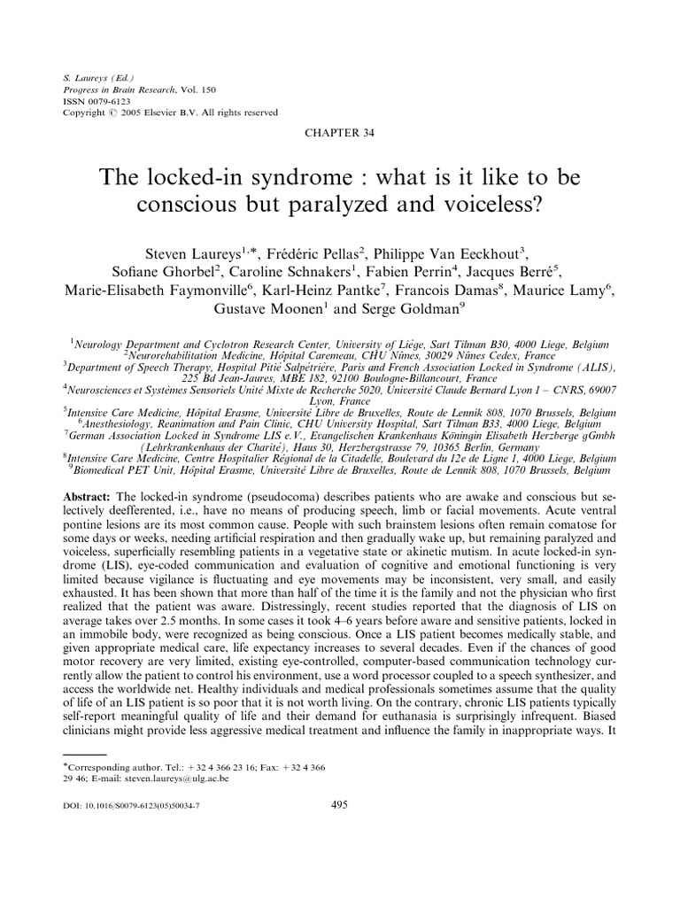 The Locked-In Syndrome: What Is It Like To Be Conscious But Paralyzed ...