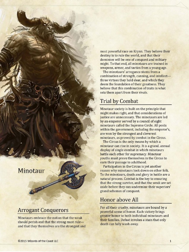 Minotaur Character Traits