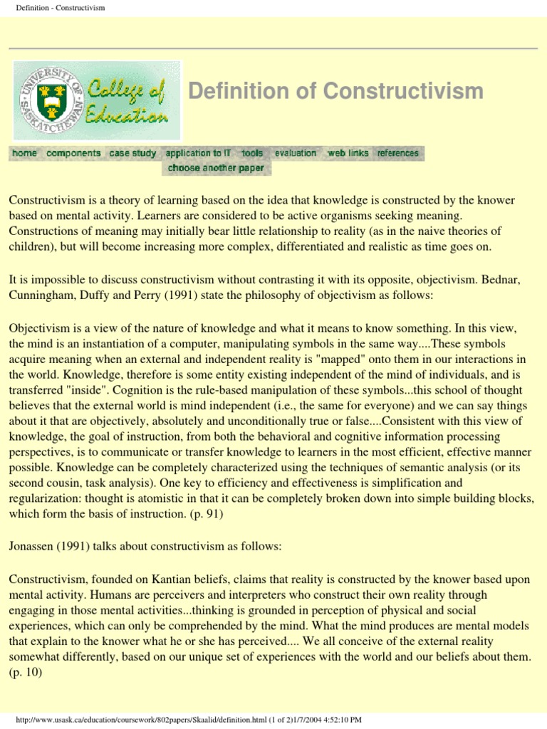 Definition - Constructivism PDF | PDF | Constructivism (Philosophy Of ...