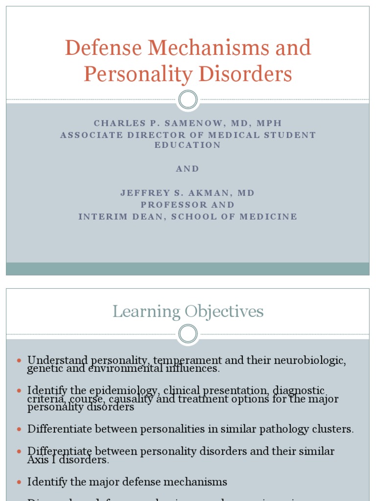 Defense Mechanisms in Personality Disorders | PDF | Personality ...