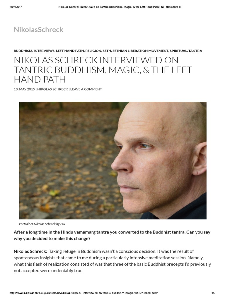 Nikolas Schreck Interviewed On Tantric Buddhism, Magic, & The Left Hand ...