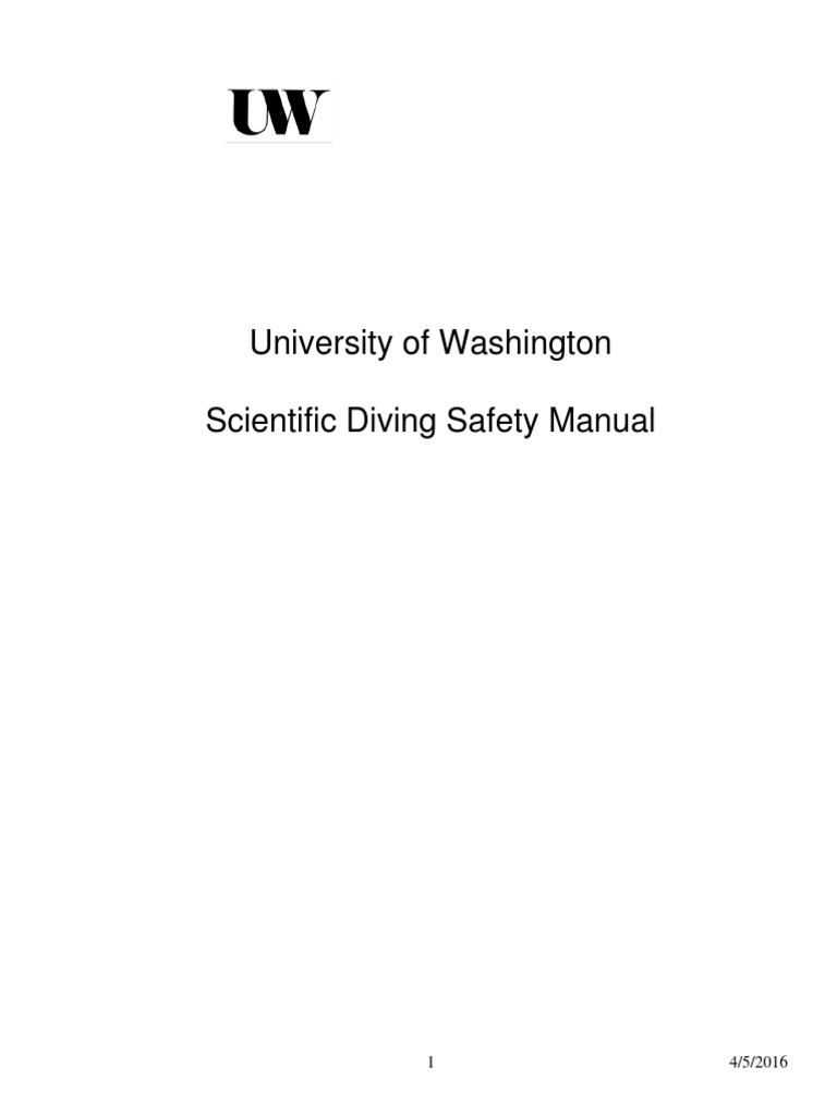 University of Washington Scientific Diving Safety Manual | PDF | Scuba ...