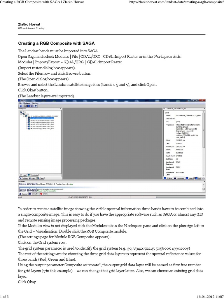 Creating A RGB Composite With SAGA - Zlatko Horvat | PDF | Rgb Color ...