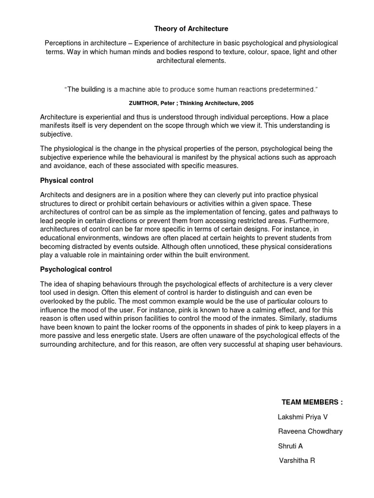 Perception in Architecture | PDF | Perception | Senses