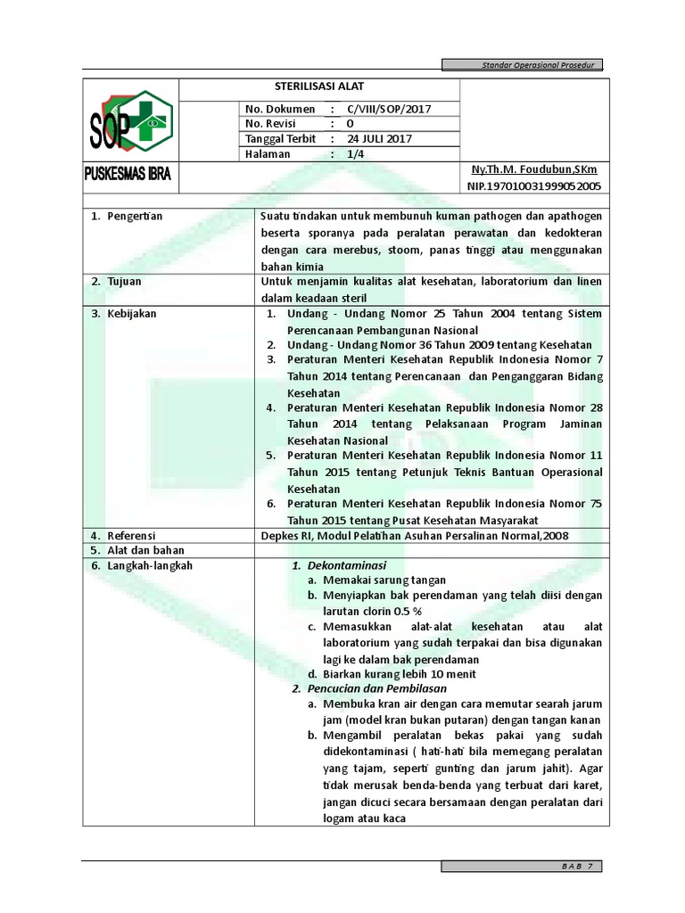 Sop Sterilisasi Peralatan Yang Perlu Di Sterilisasi | PDF | Sains & Matematika