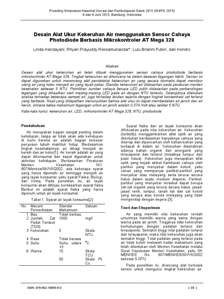 Jurnal Kekeruhan Air Dengan Arduino PDF | PDF | Sains & Matematika