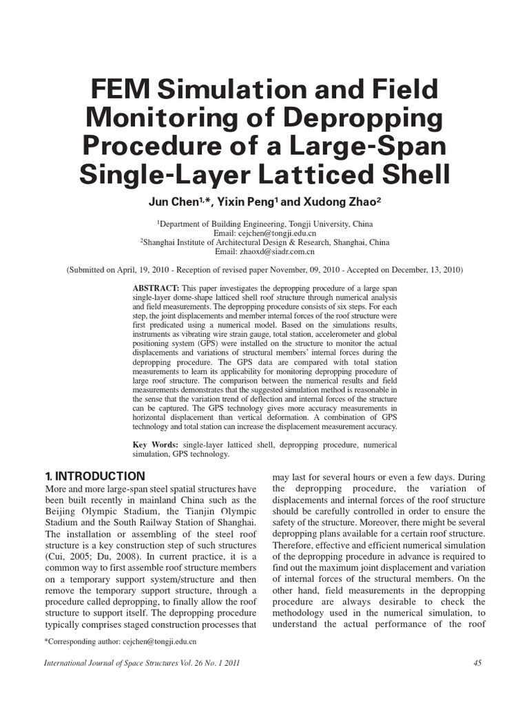FEM Simulation and Field Monitoring of Depropping Procedure of A Large ...