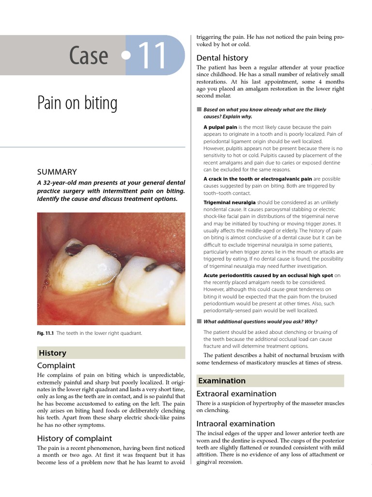 Pain On Biting: Dental History | PDF | Mouth | Dentistry