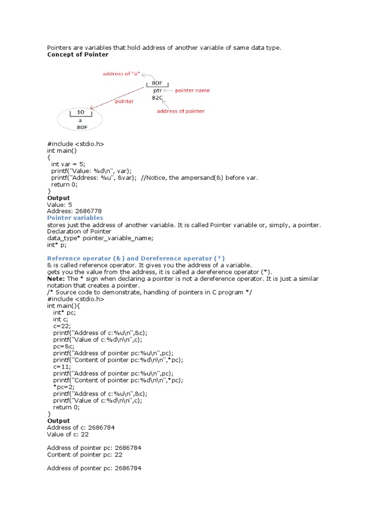 Concept of Pointer | PDF | Pointer (Computer Programming) | C ...