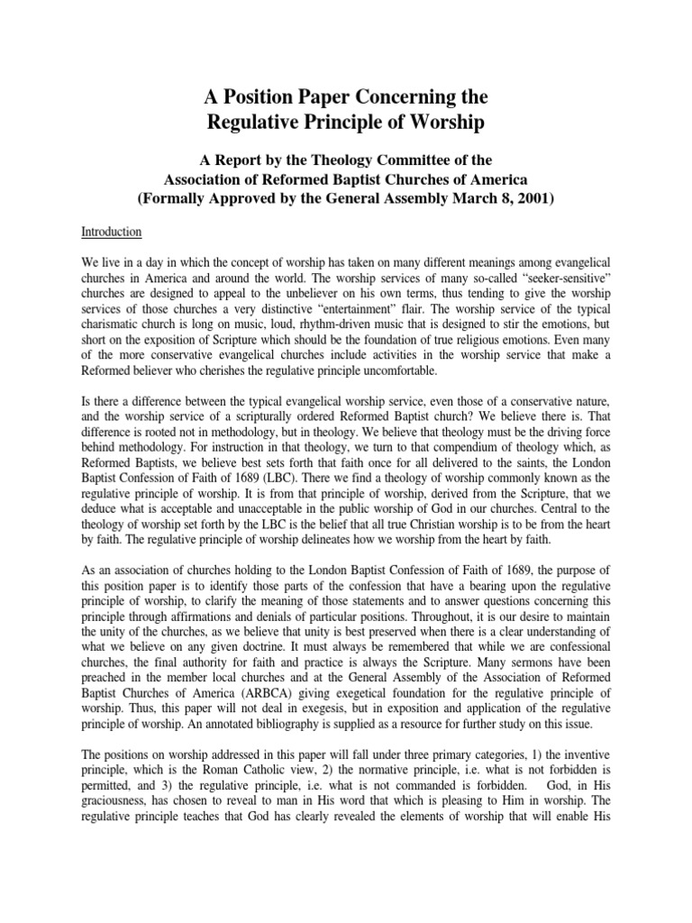 Regulative Principle of Worship Explained | PDF | Contemporary Worship ...