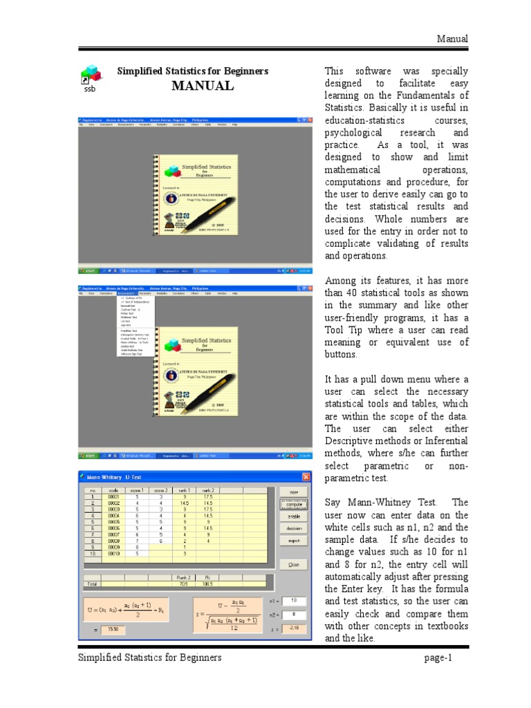 Manual: Simplified Statistics For Beginners | PDF | Statistics ...