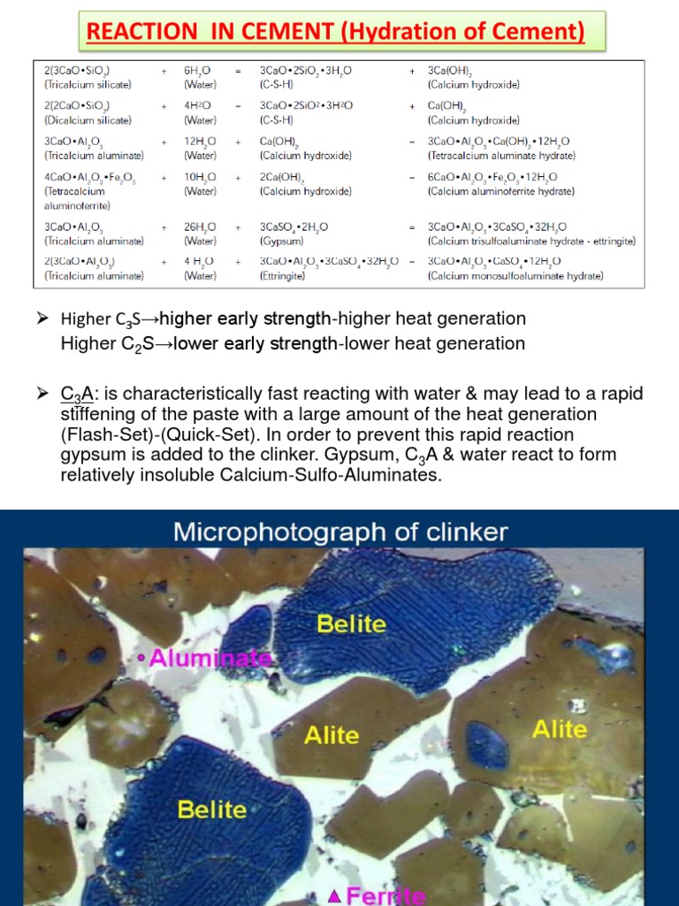 REACTION IN CEMENT (Hydration of Cement) | PDF