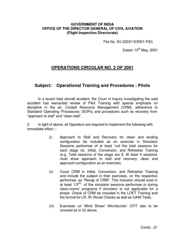 Operations Circular No. 2 of 2001 | PDF | Transport Accidents And ...