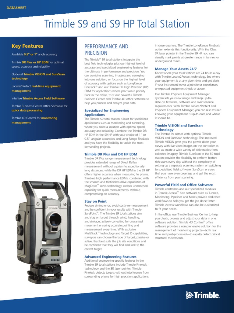 Brochure Trimble S9 PDF | PDF | Foot (Unit) | Atomic