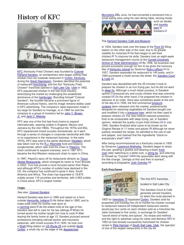 History of KFC: Early Franchisees | PDF | Food Industry | Fast Food