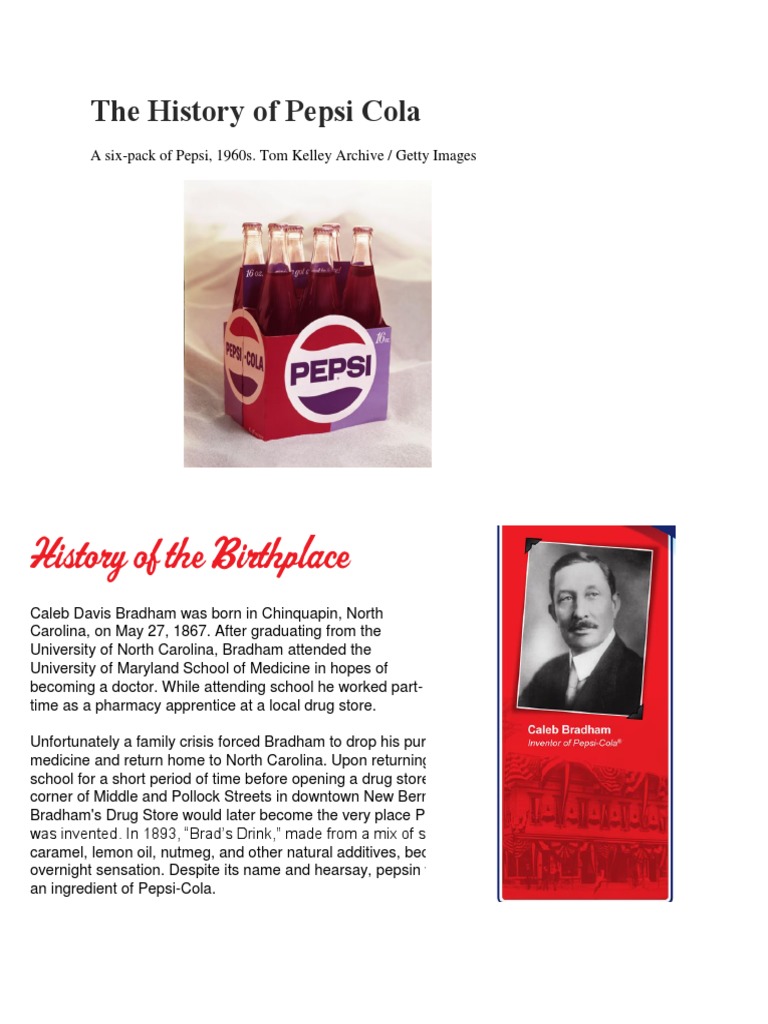 The History of Pepsi Cola | PDF | Pepsi | Pepsi Co