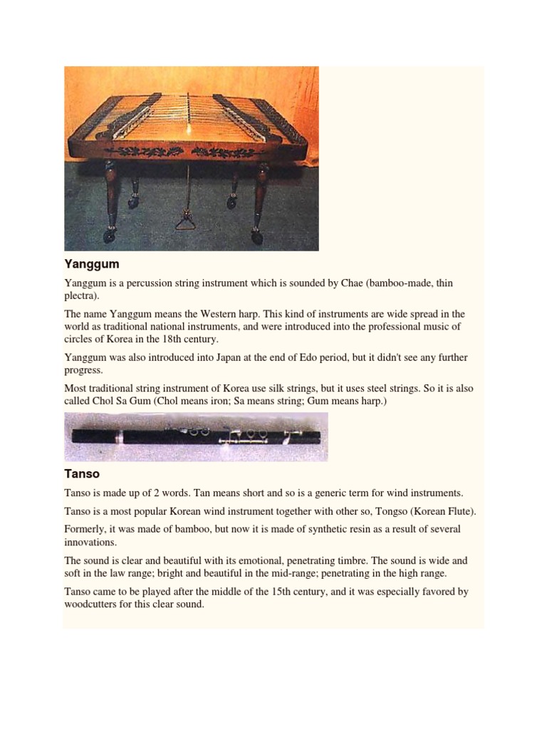 Yanggum | PDF | Musical Instruments | Flute