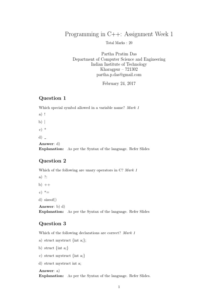 Assignment - Week1 - C++ - 2nd - Run - Soln | PDF | Formalism (Deductive) | Computer Programming