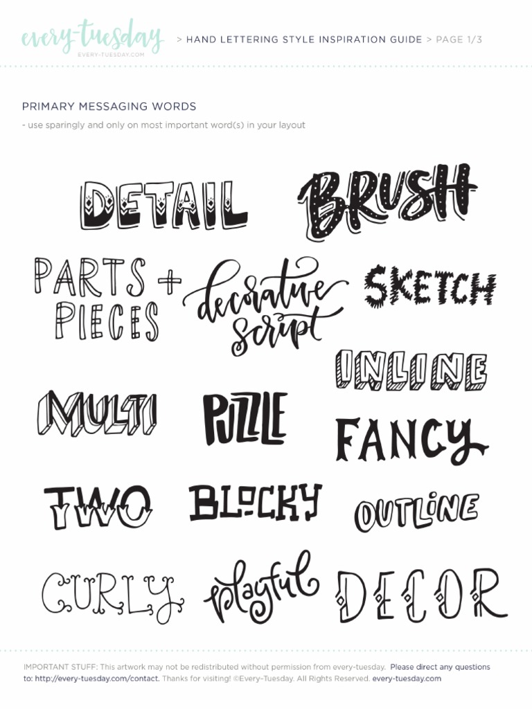 Every Tuesday Hand Lettering Style Guide | PDF