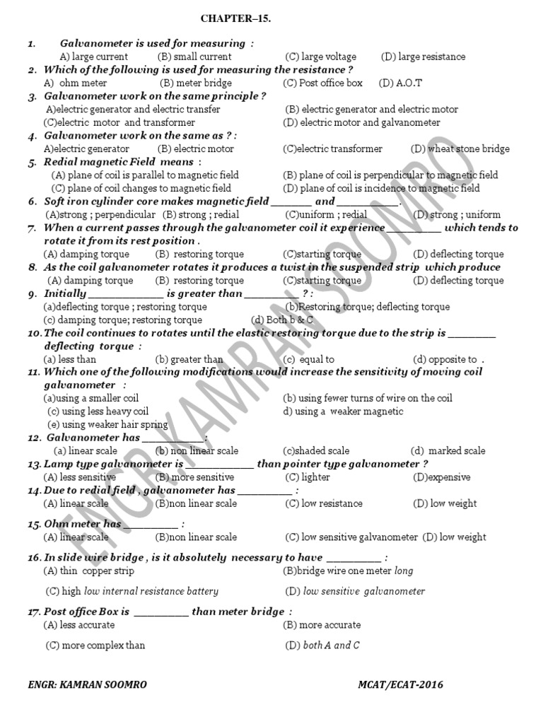 Engr: Kamran Soomro MCAT/ECAT-2016 | PDF | Resistor | Voltage