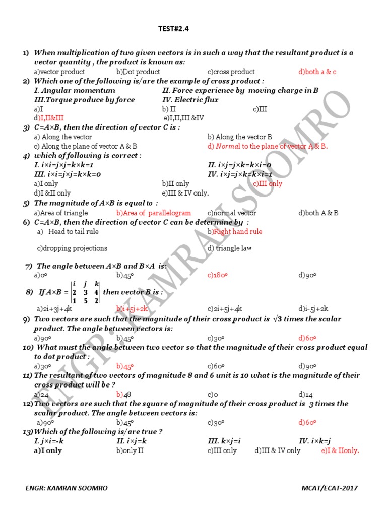 Test # 2.4 | PDF | Euclidean Vector | Linear Algebra