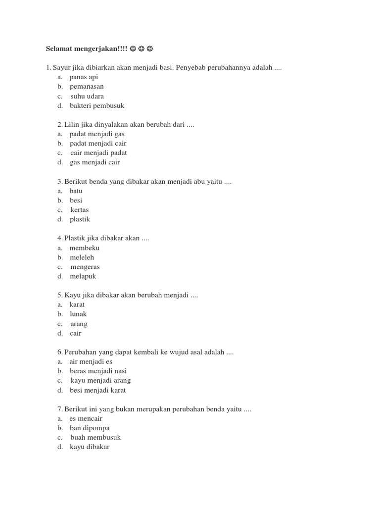 Selamat Mengerjakan | PDF