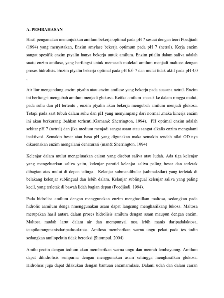PEMBAHASAN PH Enzim Ptialin | PDF
