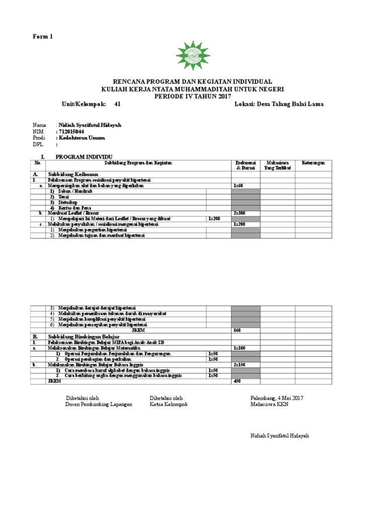 Program Kerja KKN | PDF