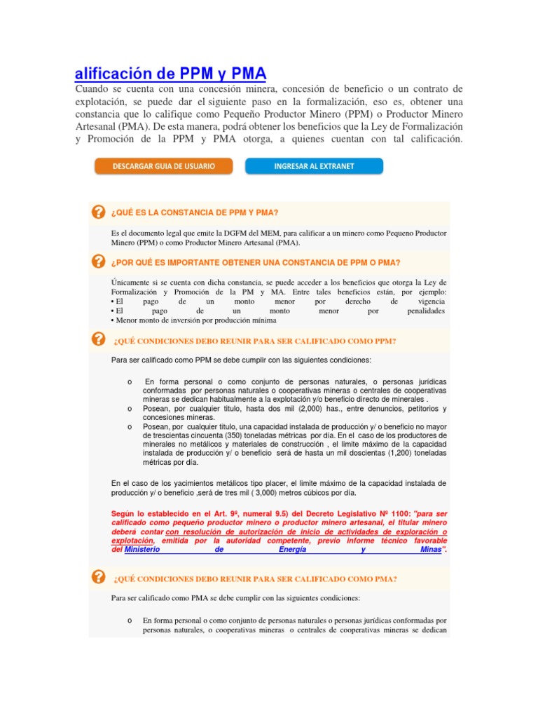 Guía sobre PPM y PMA en Minería | PDF | Minería | Contraseña