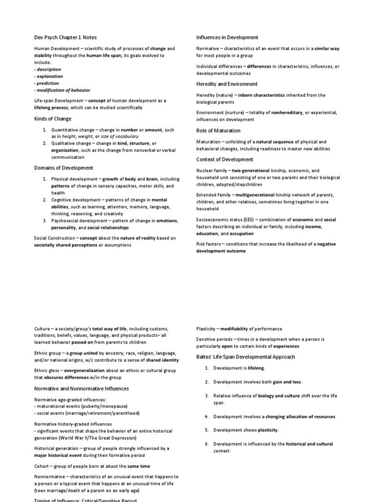 Dev Psych Chapter 1 Notes | Download Free PDF | Child Development ...