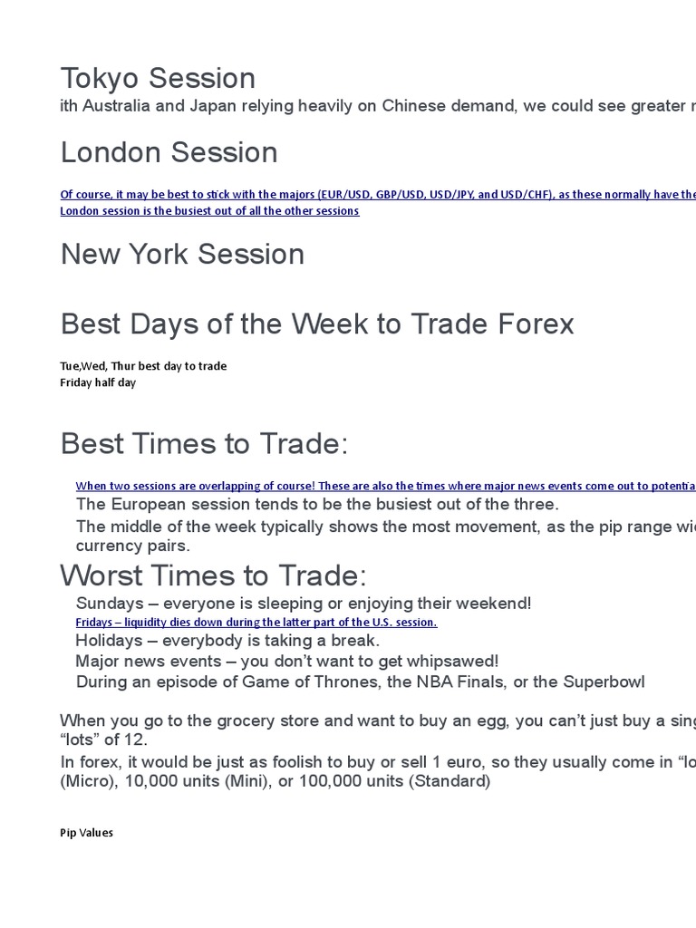 Tokyo Session London Session: Best Times To Trade | PDF | Exchange Rate ...