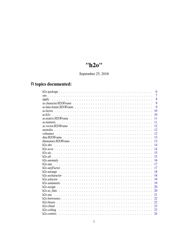H2o Package | PDF | Parameter (Computer Programming) | Cluster Analysis