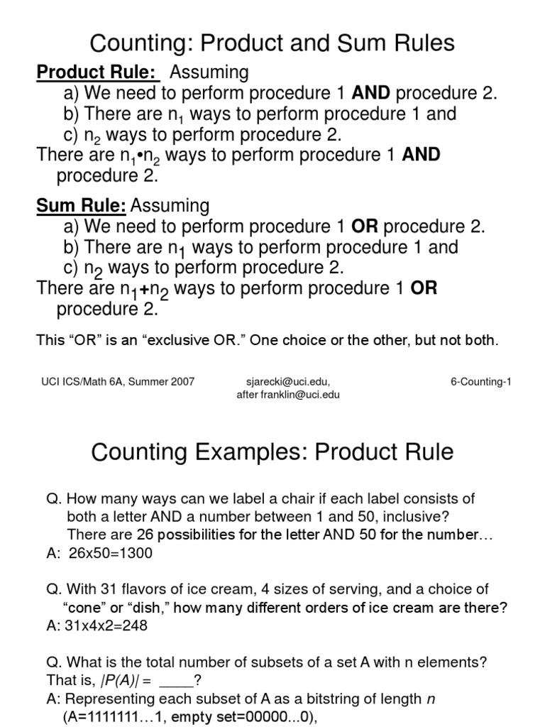 Counting: Product and Sum Rules | PDF | Monotonic Function | Mathematical Concepts