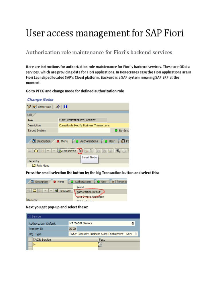 User Access Management For SAP Fiori: Authorization Role Maintenance ...