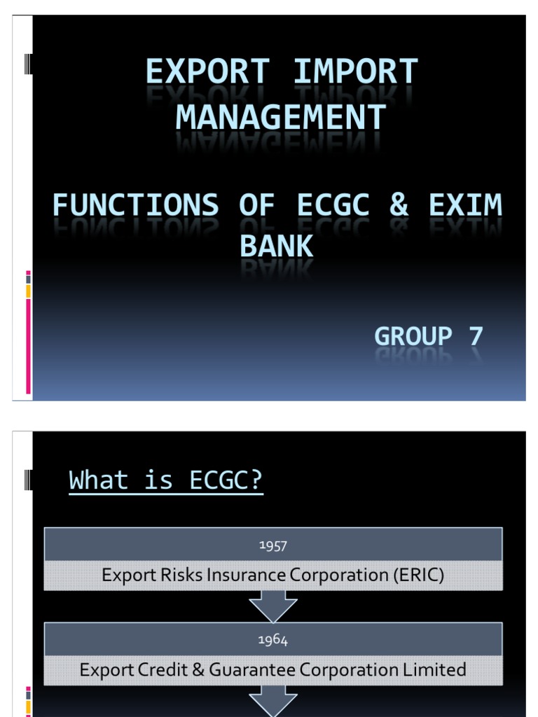 Functions of ECGC | PDF | Credit | Finance & Money Management