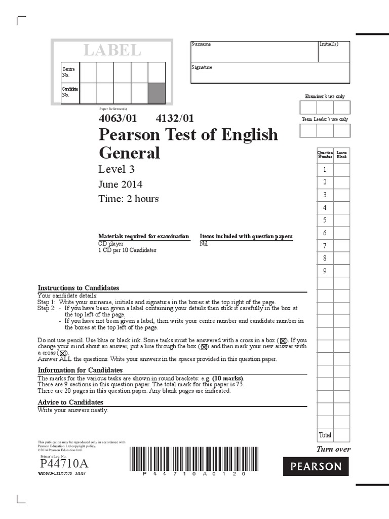 June 2014 Level 3 PTEG Paper Practice | PDF | Test (Assessment ...
