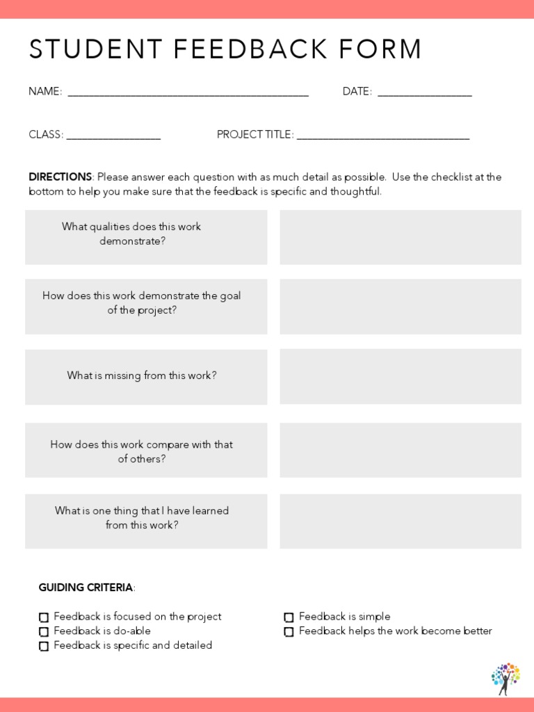 Student Feedback Form: DIRECTIONS: Please Answer Each Question With As ...