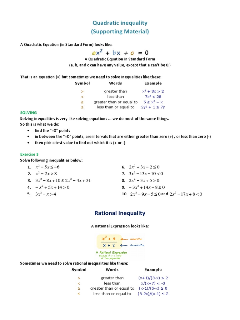 10 - 02 Rational and Irrational Inequalities (Part. 2) | PDF ...
