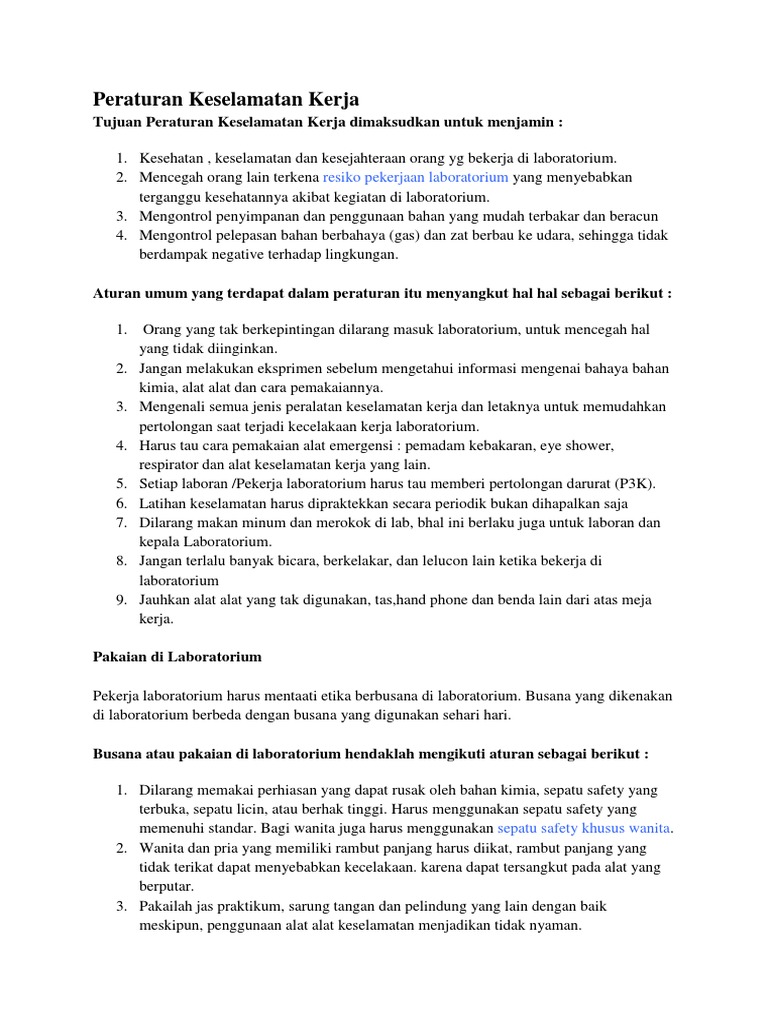 Peraturan Keselamatan Kerja | PDF