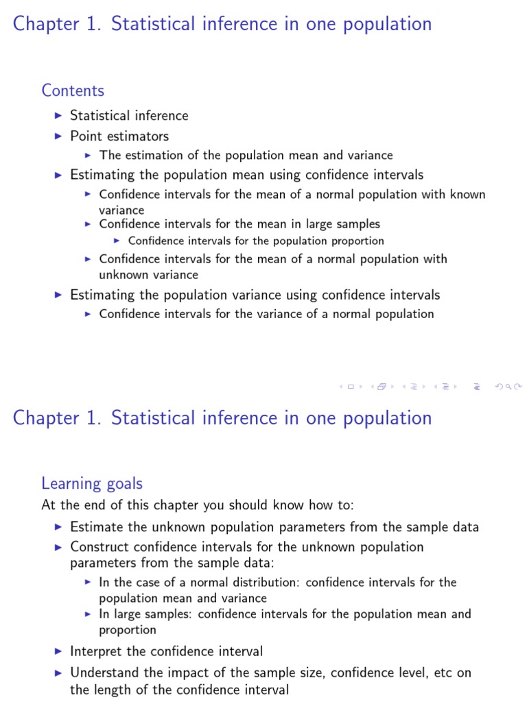 Statistical Inference Point Estimators Estimating The Population Mean Using Confidence Intervals ...