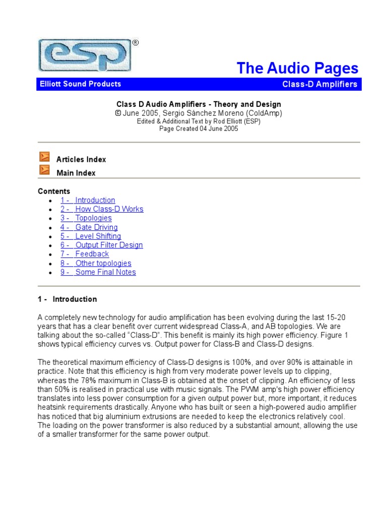 Class D Amplifier | PDF | Amplifier | Inductor