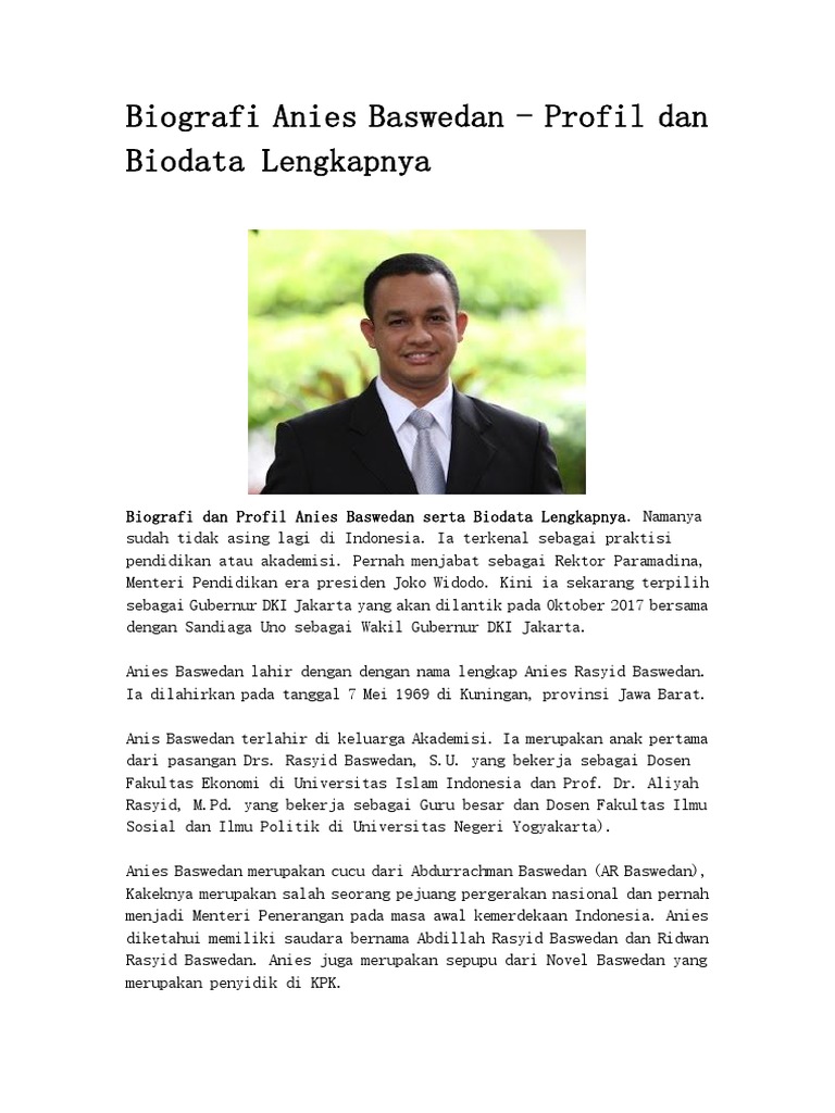 Biografi Anies Baswedan | PDF