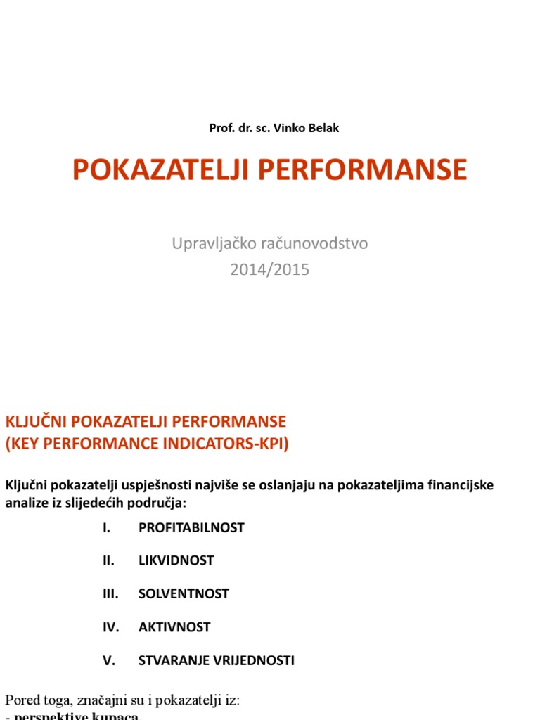 Pokazatelji Performanse | PDF