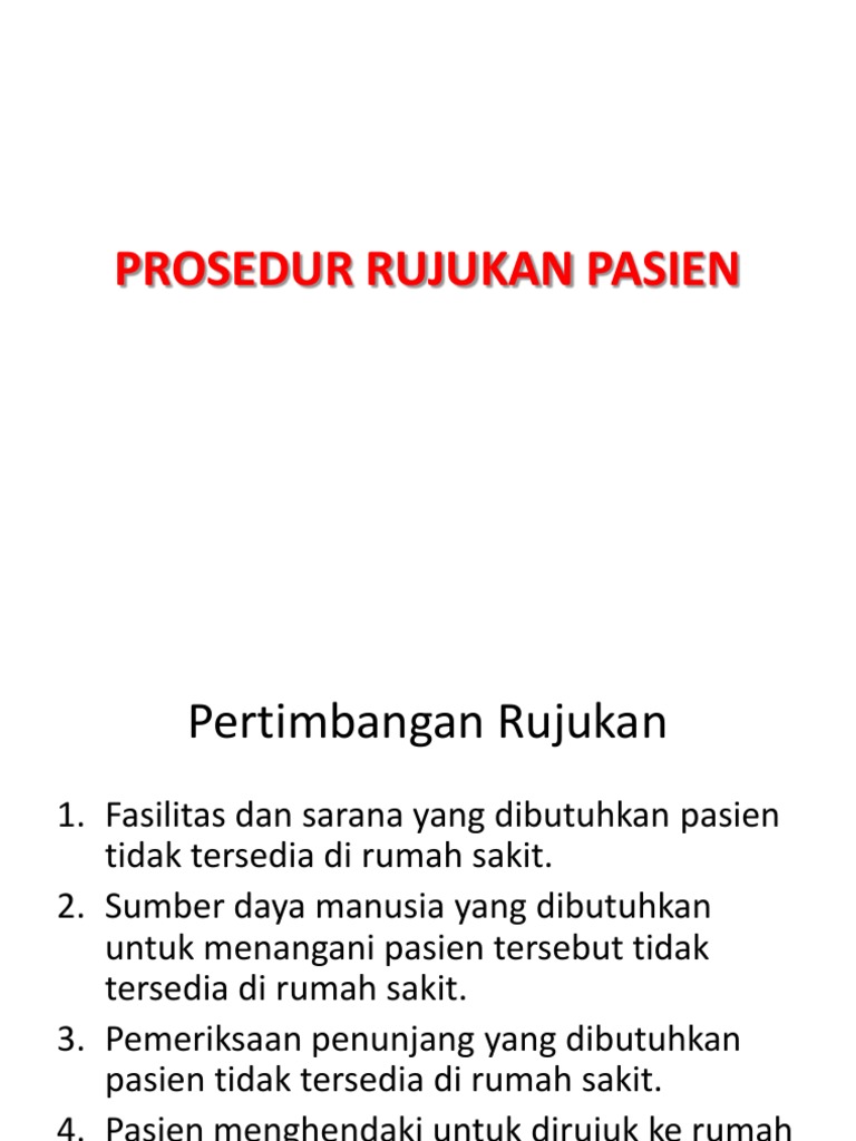 Prosedur Rujukan Pasien | PDF